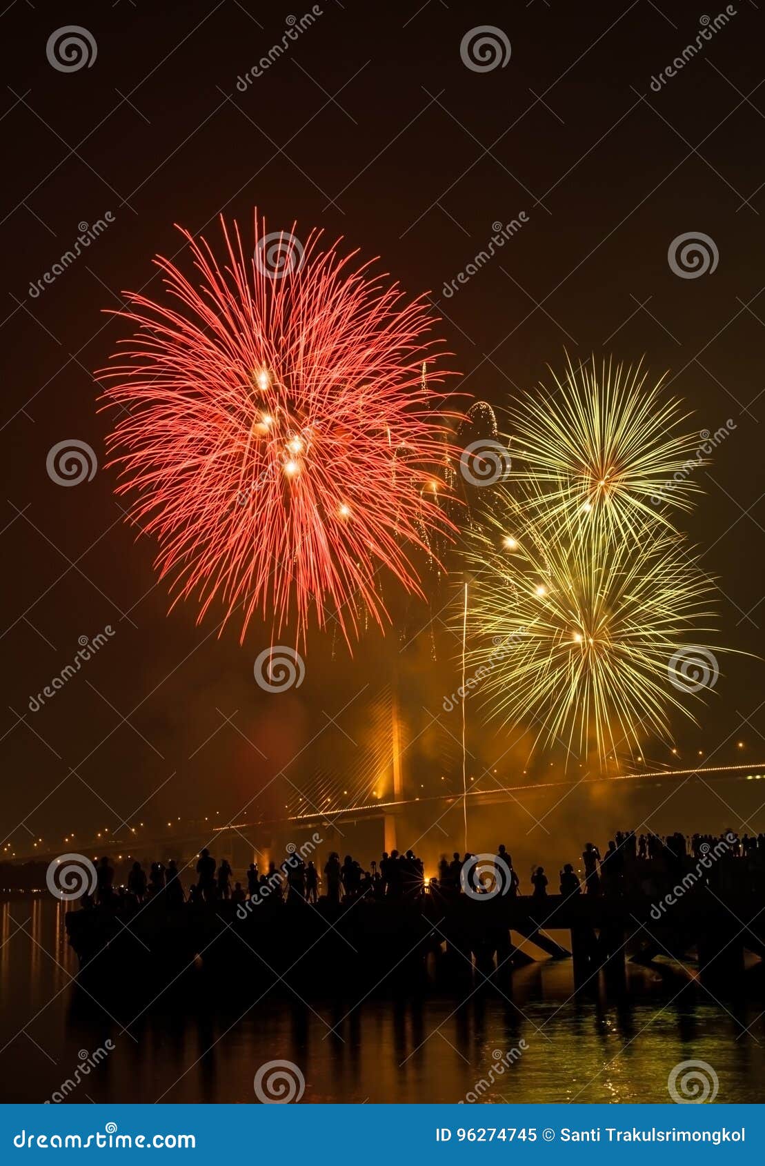 Big and Colorful Firework Explode in Dark Sky in Celebration Time Stock ...