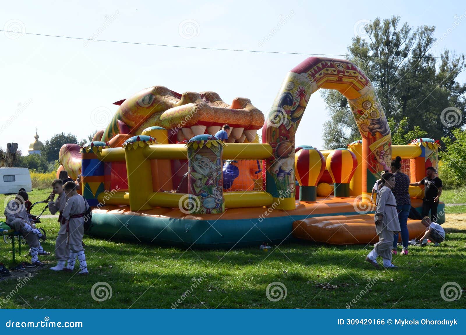 Big, Colorful, Inflatable Castle Labyrinth Editorial Photo - Image of ...