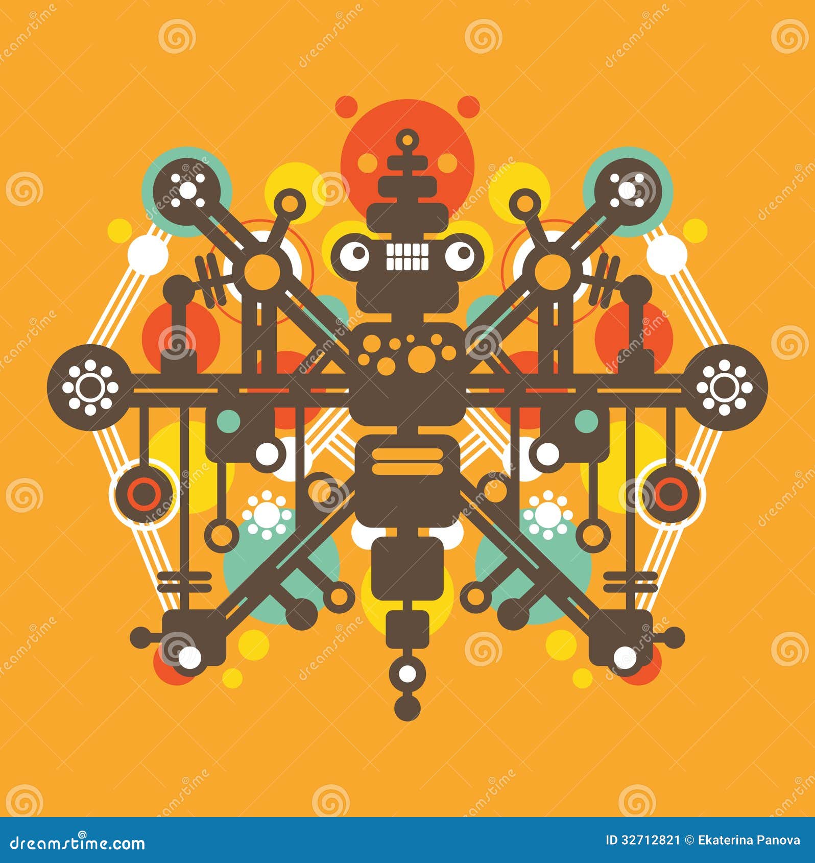 Big colorful robot #3. stock vector. Illustration of strange - 32712821
