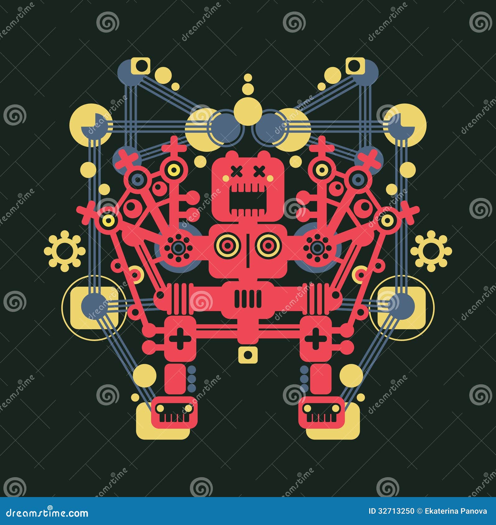 Big colorful robot. stock vector. Illustration of painting - 32713250
