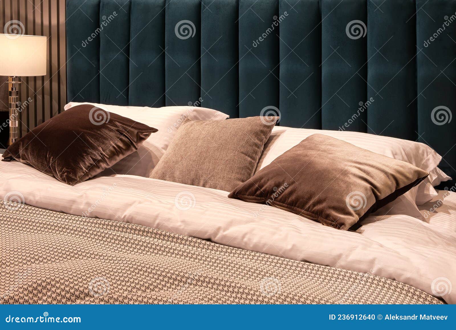 Big Comfortable Bed in Hotel Room Stock Photo - Image of furniture ...