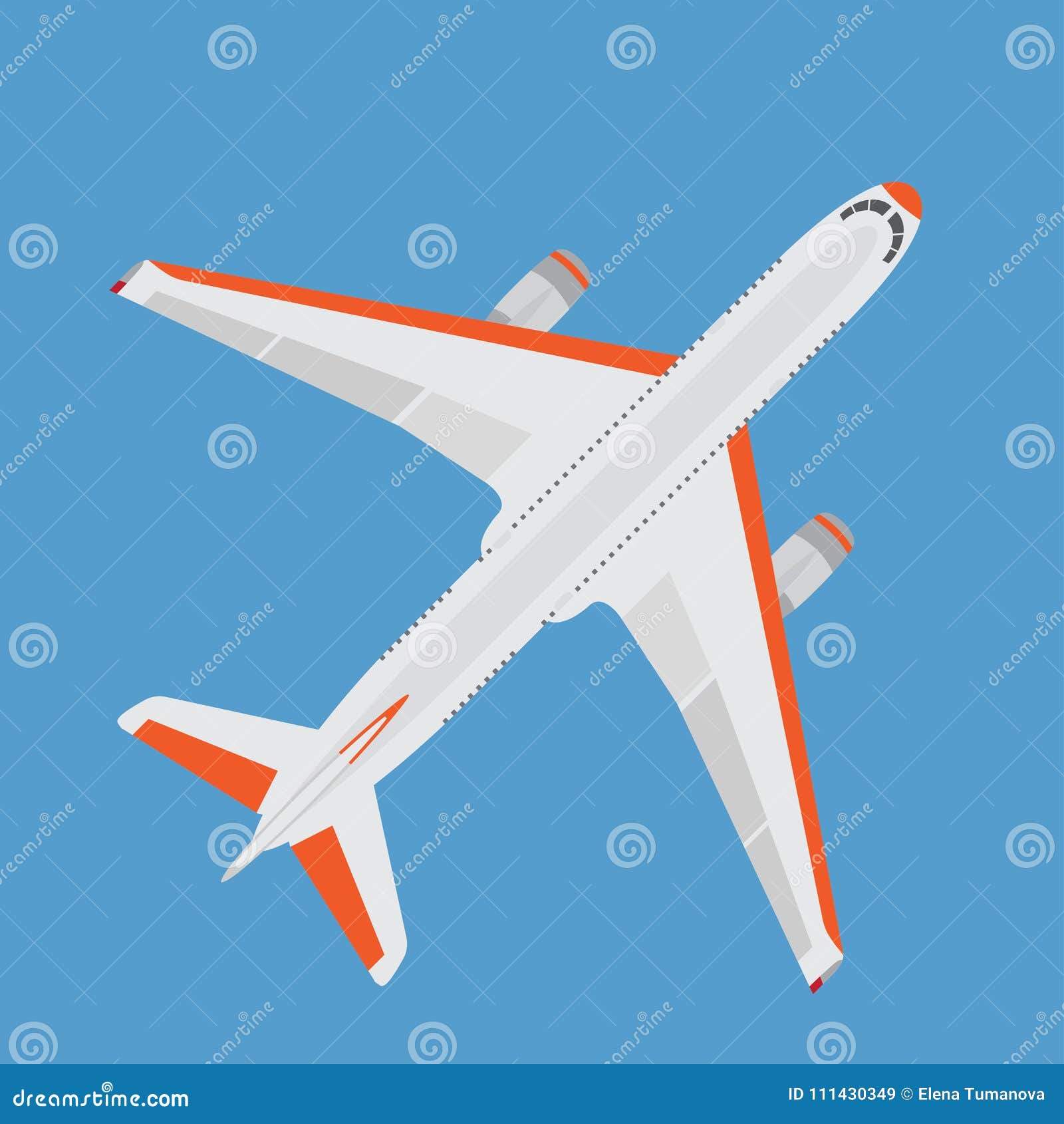 Commercial Jet Plane. 3D Render. Top View Side View Royalty-Free Stock ...