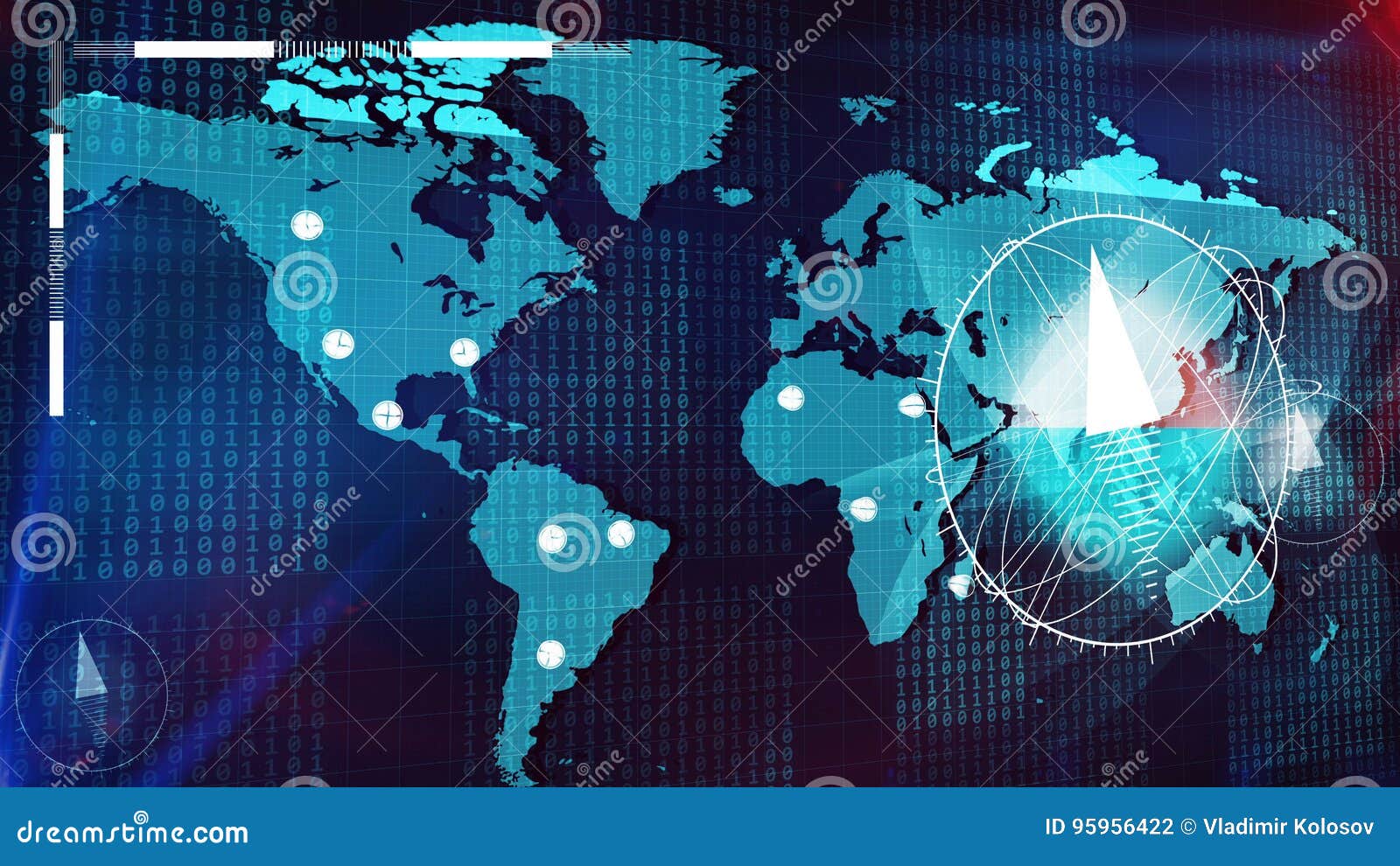 Big Compass on the Earth Map and Major Cities Stock Illustration ...