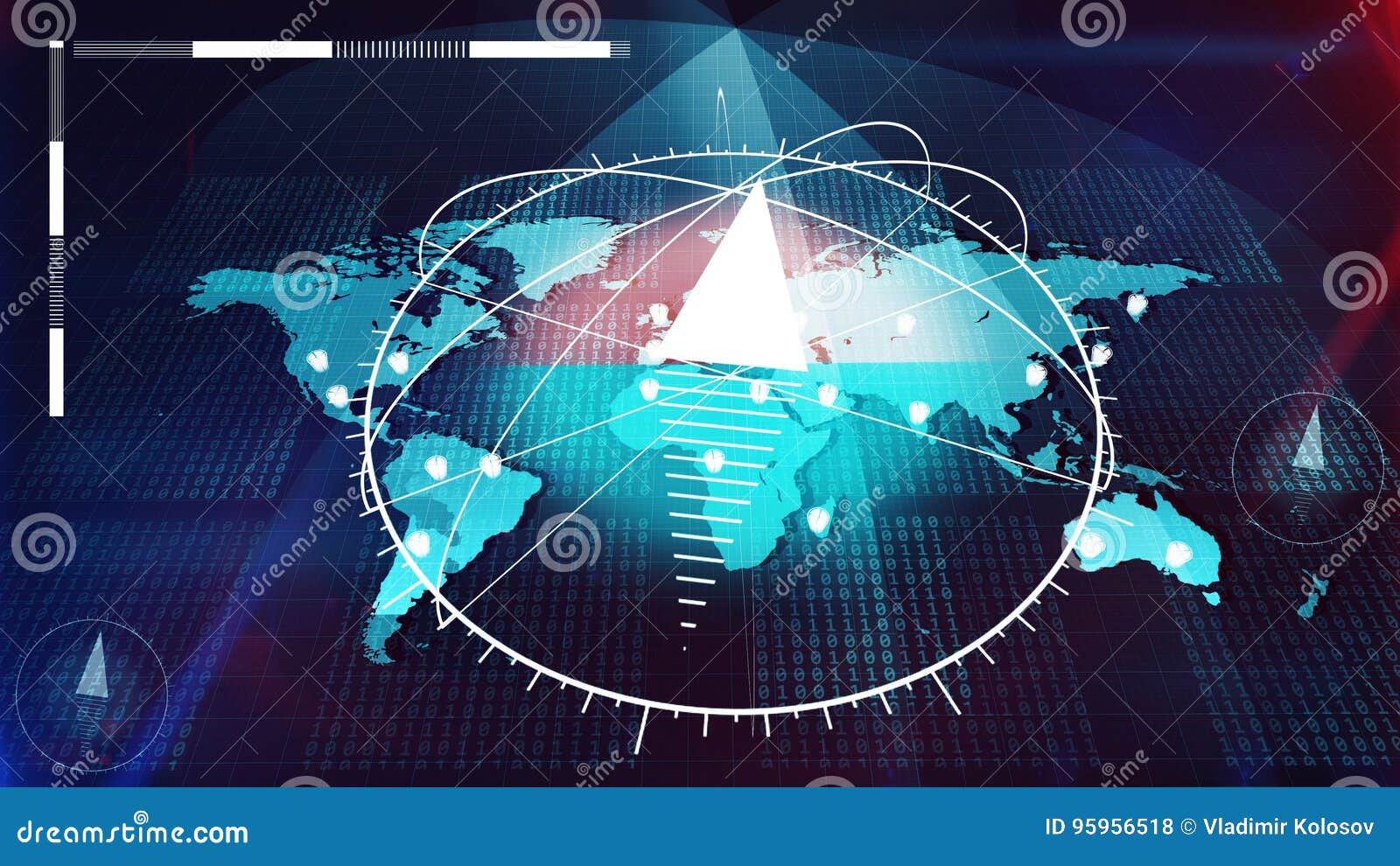 Big Compass on the Earth Map and Major Cities Stock Illustration ...