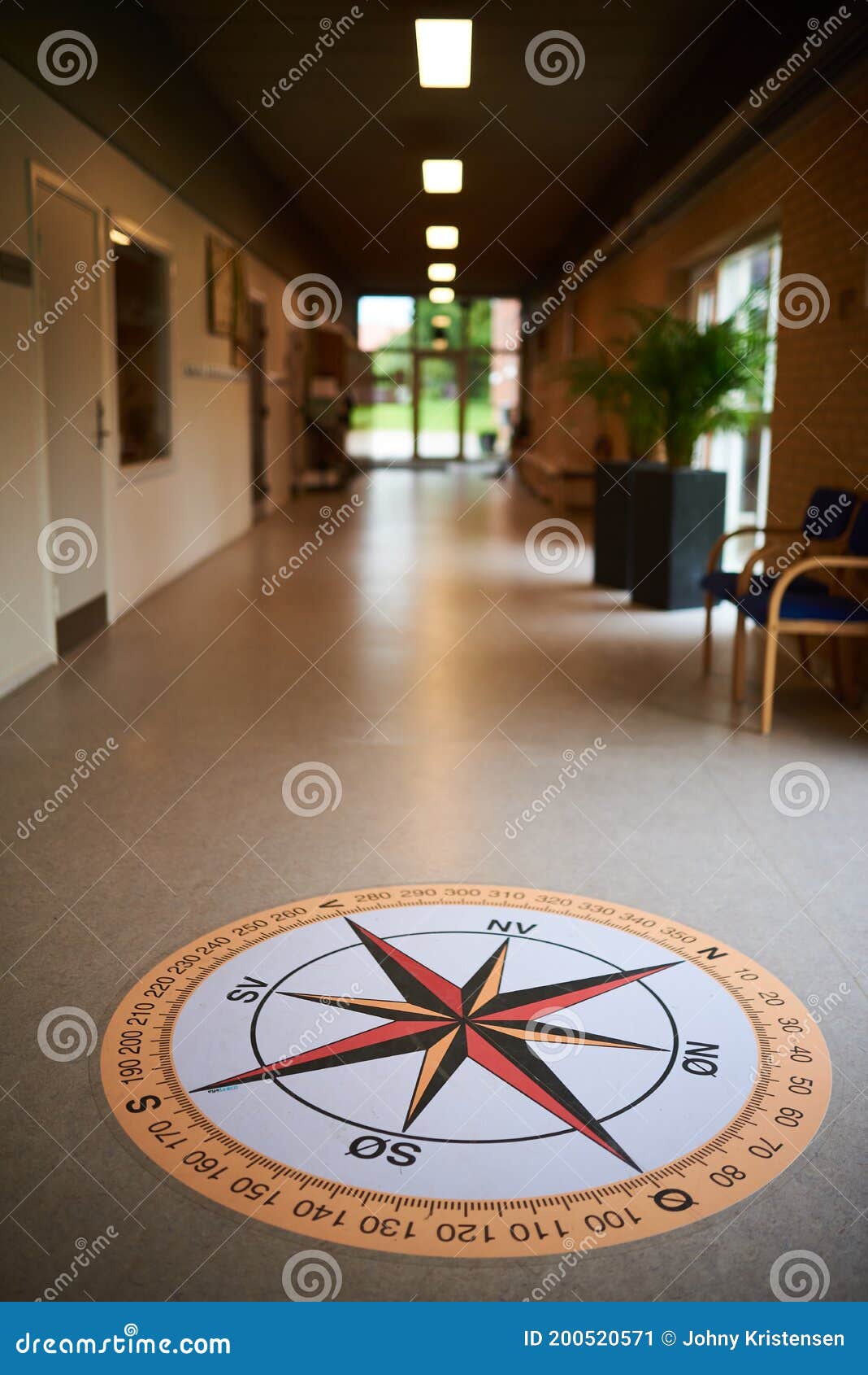 Big Compass Painting on the Floor in a School Stock Image - Image of ...