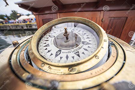 Big compass on a ship stock image. Image of gold, guide - 48218183