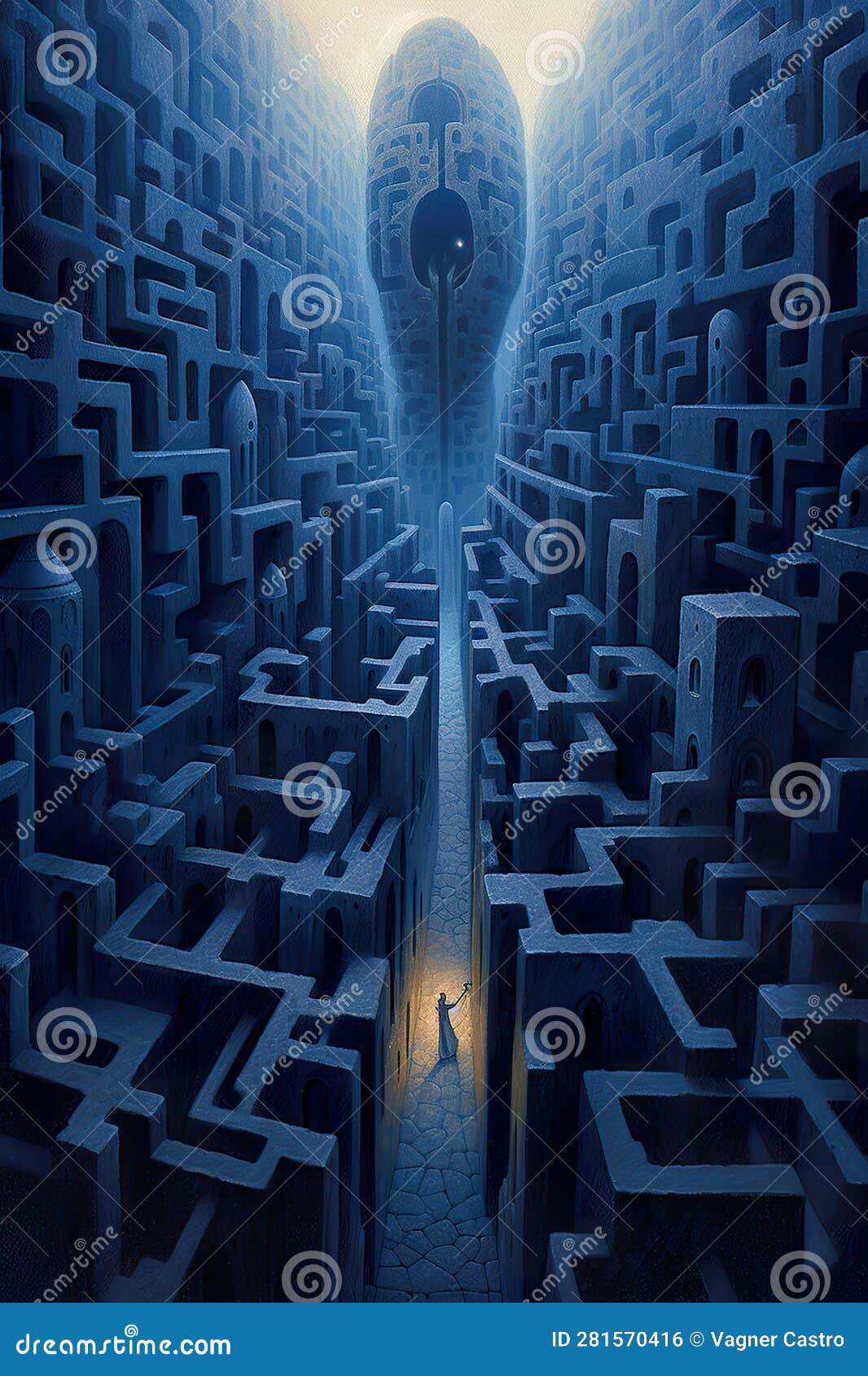 Big Complex Labyrinth in Fantasy Style. Abstract Image of a Complex ...