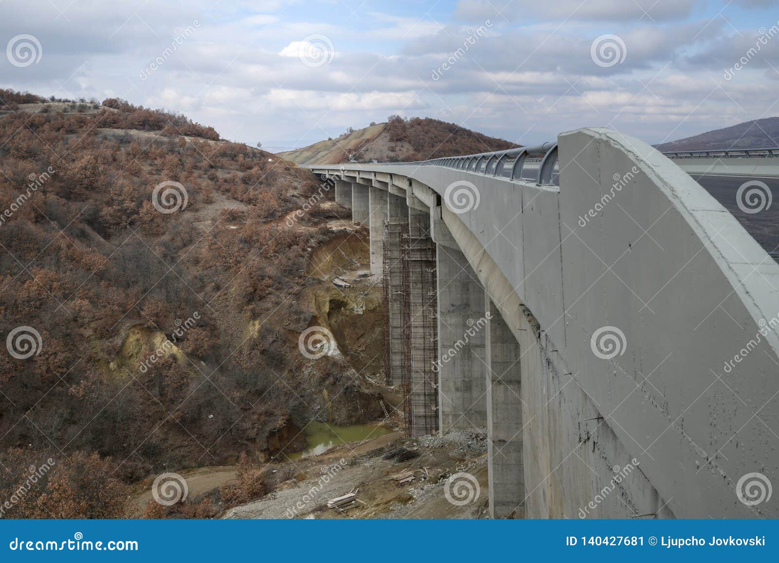 Big Concrete Overpass. Bridge Under Construction Stock Image - Image of ...