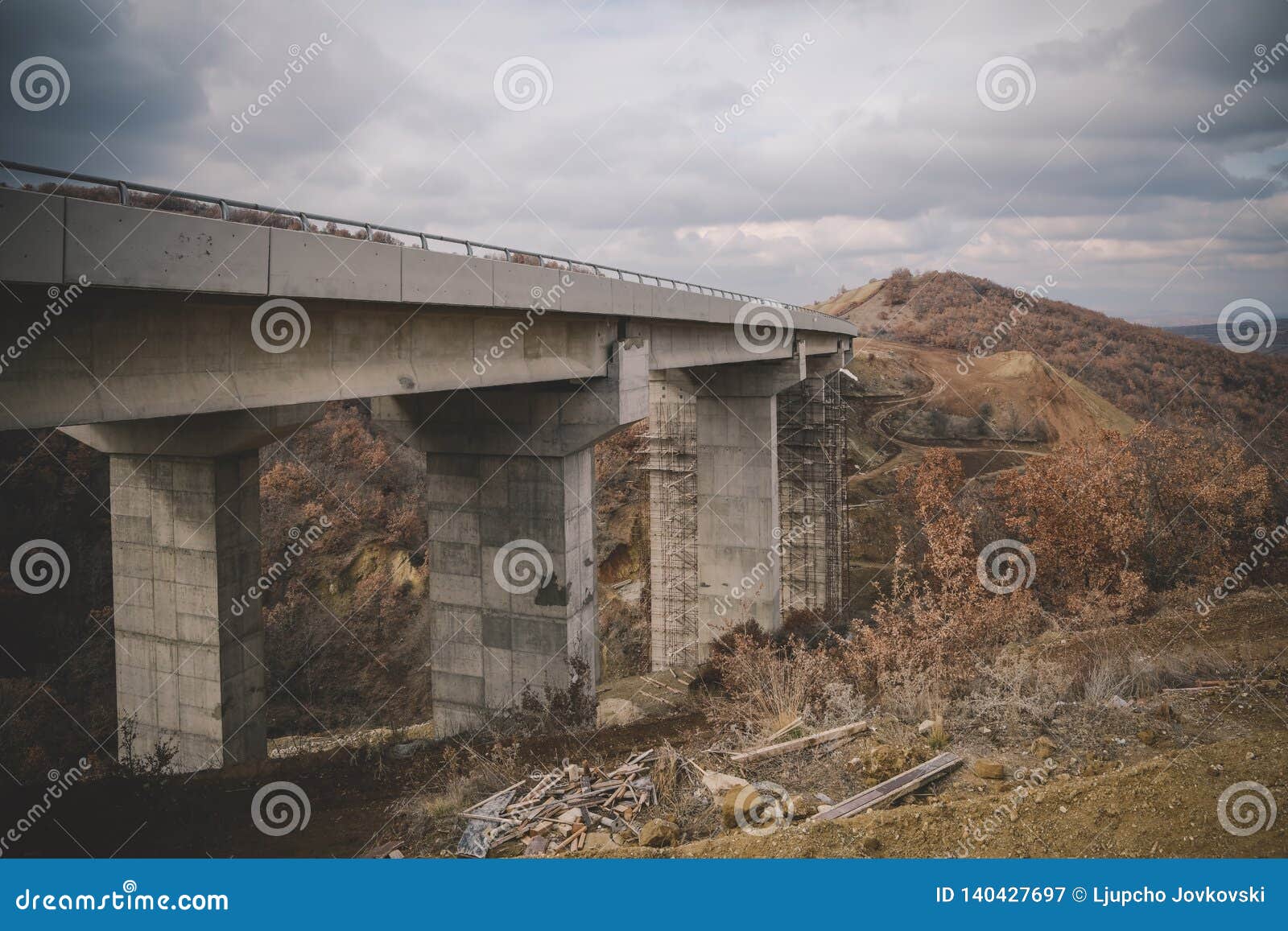 Big Concrete Overpass. Bridge Under Construction Stock Image - Image of ...
