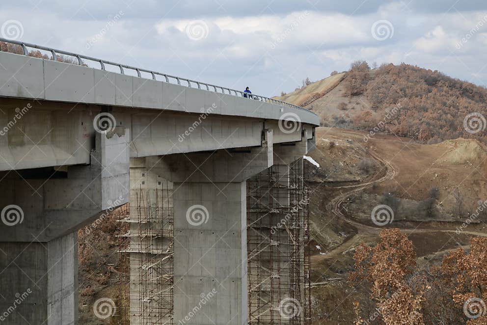 Big Concrete Overpass. Bridge Under Construction Stock Image - Image of ...