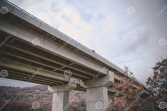 Big Concrete Overpass. Bridge Under Construction Stock Photo - Image of ...