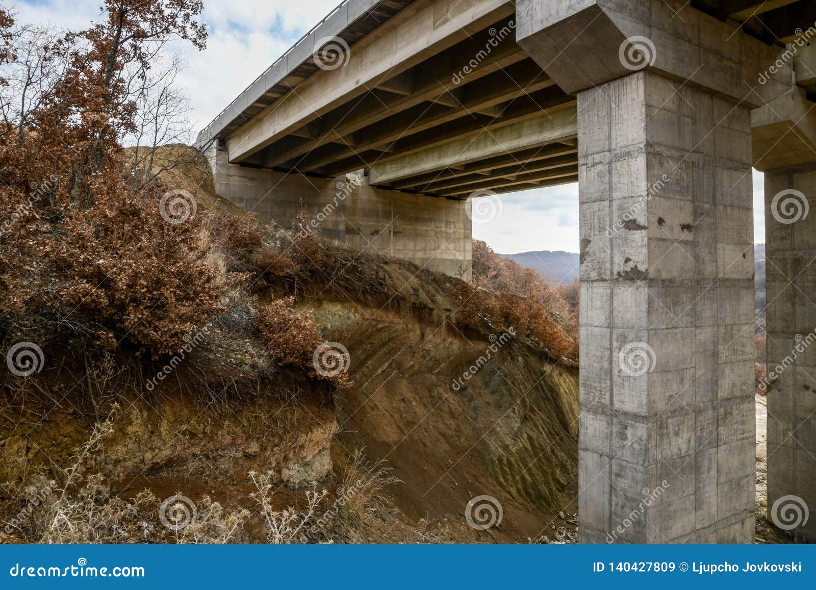 Big Concrete Overpass. Bridge Under Construction Stock Image - Image of ...