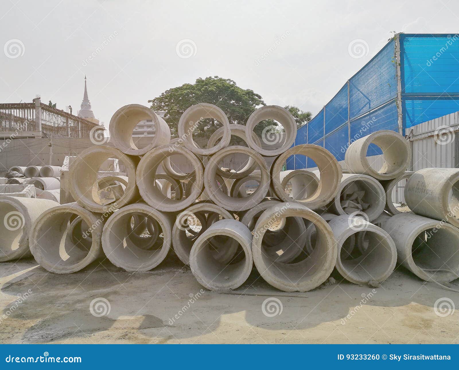 Big Concrete Pipes in Construction. Stock Photo - Image of drainage ...