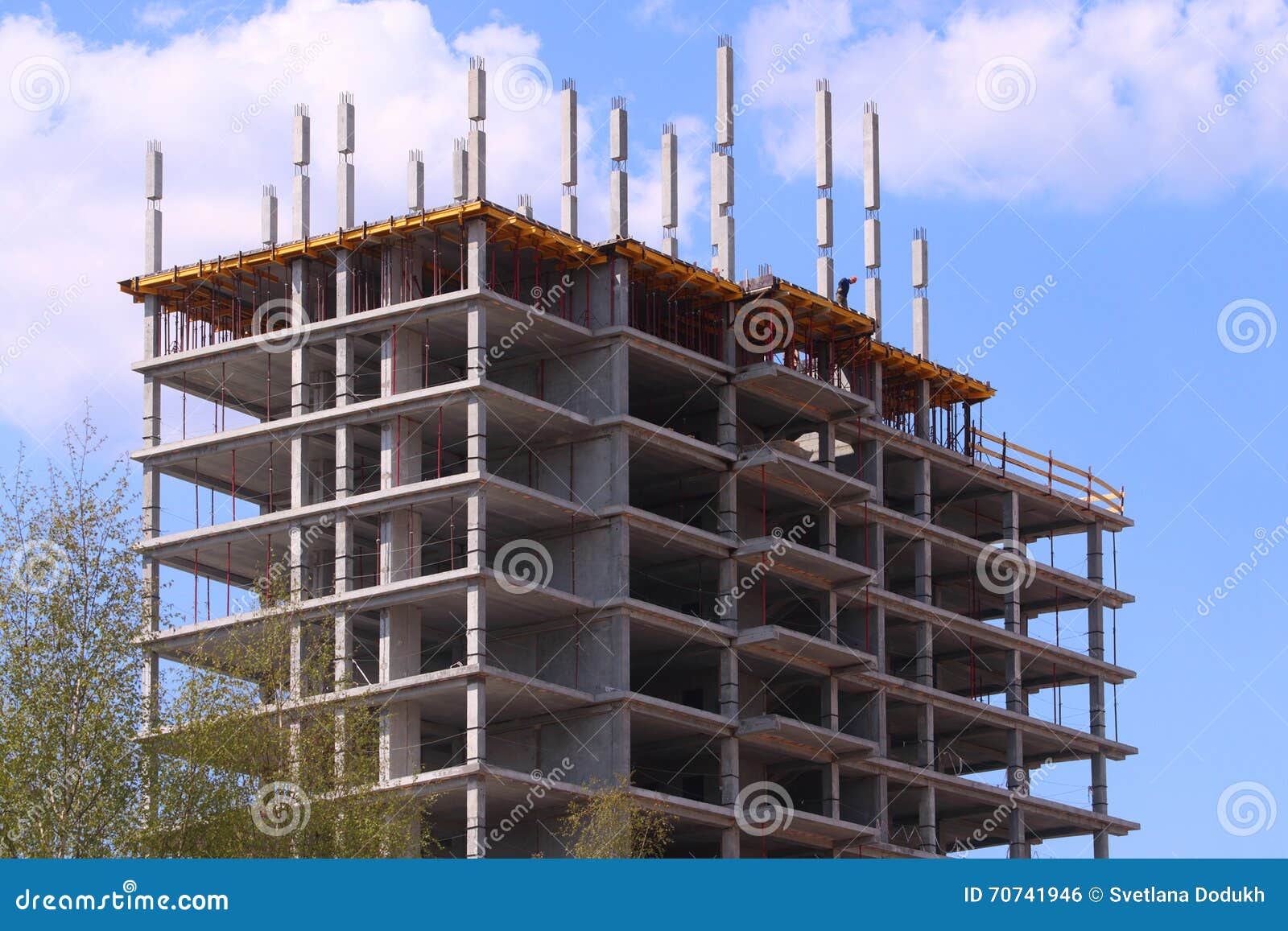 Big Concrete Residential Building on Construction Site Stock Photo ...