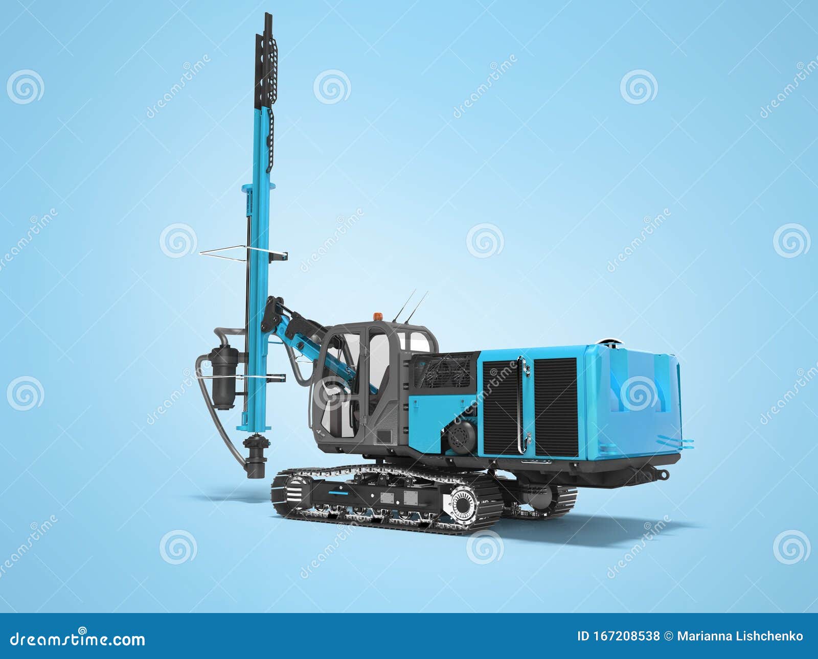 Big Construction Machinery Crawler Mounted Rotary Drilling Rig Blue 3D ...