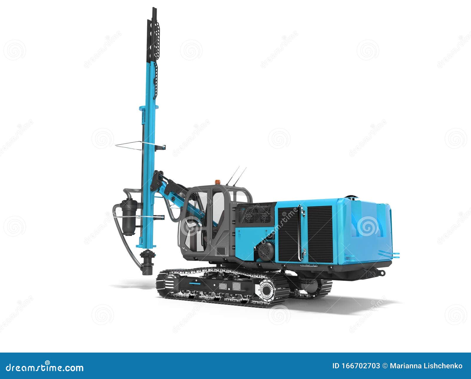 3D Rendering Red Crawler Excavator Rear View On White Background With ...