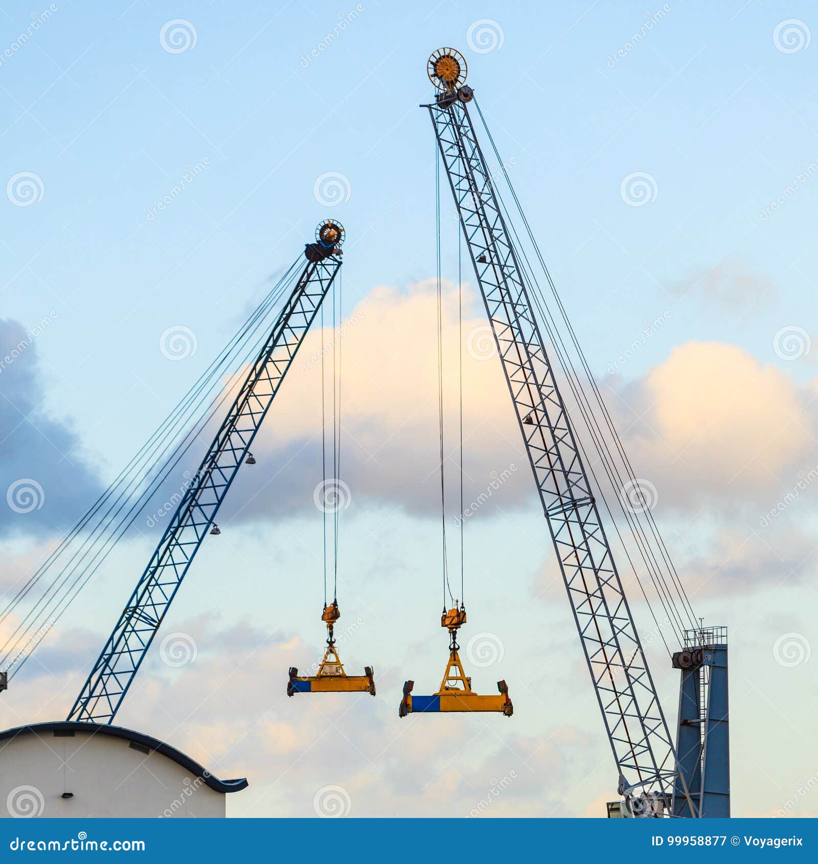 Big Construction Machines in Shipyard Stock Image - Image of heavy ...