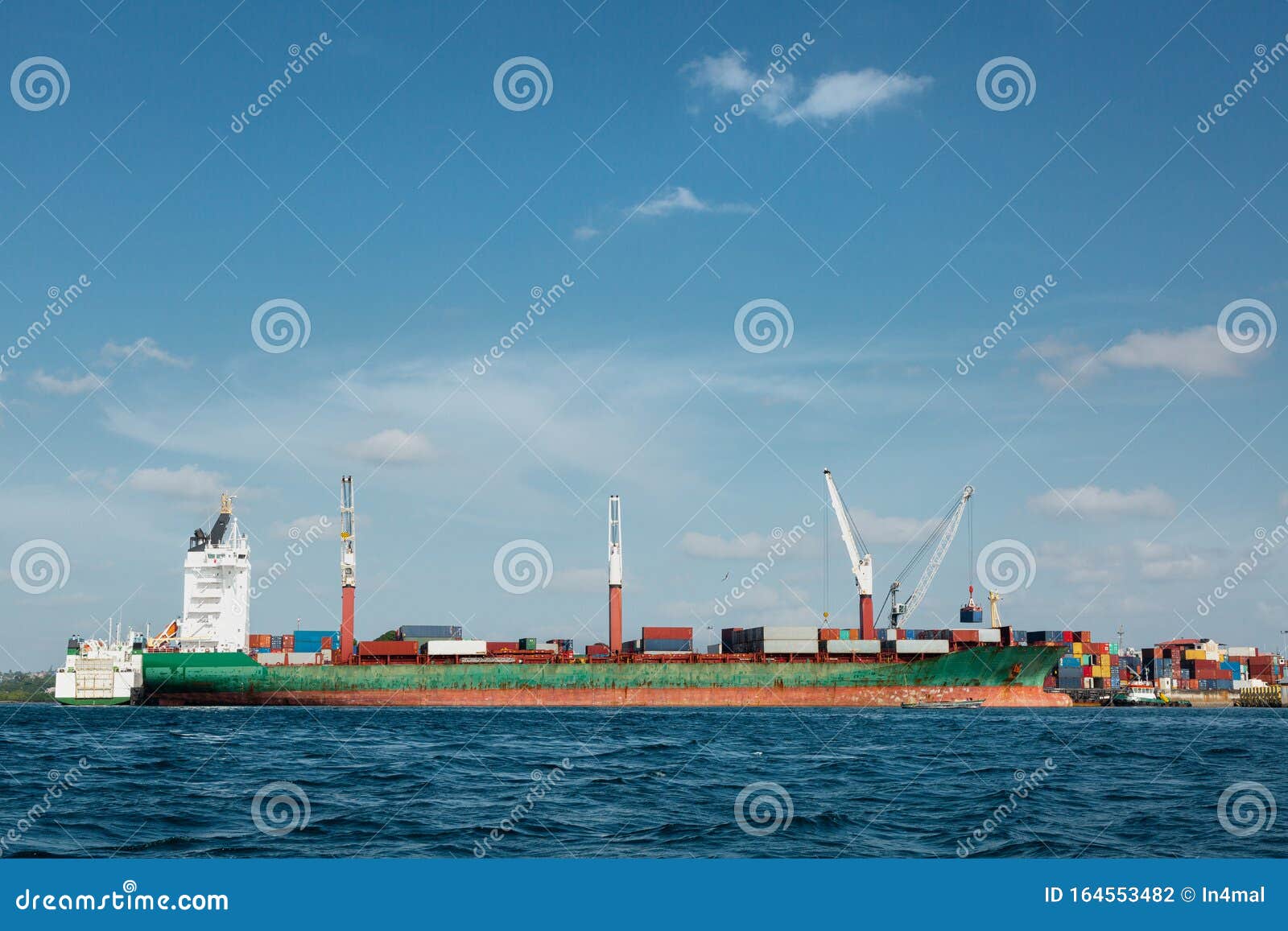 Big Container Ship in Harbor Stock Photo - Image of sail, ship: 164553482