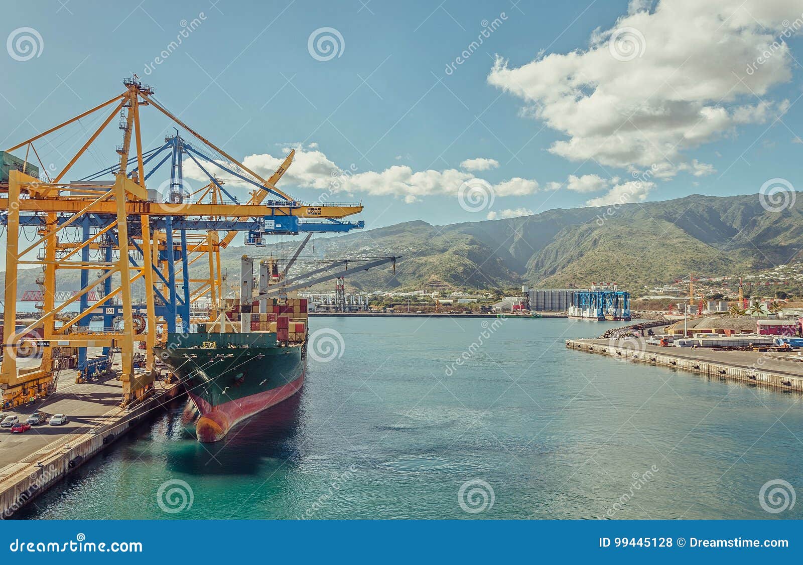 A Big Container Ship is Loading Cargo in the Port Editorial Stock Photo ...