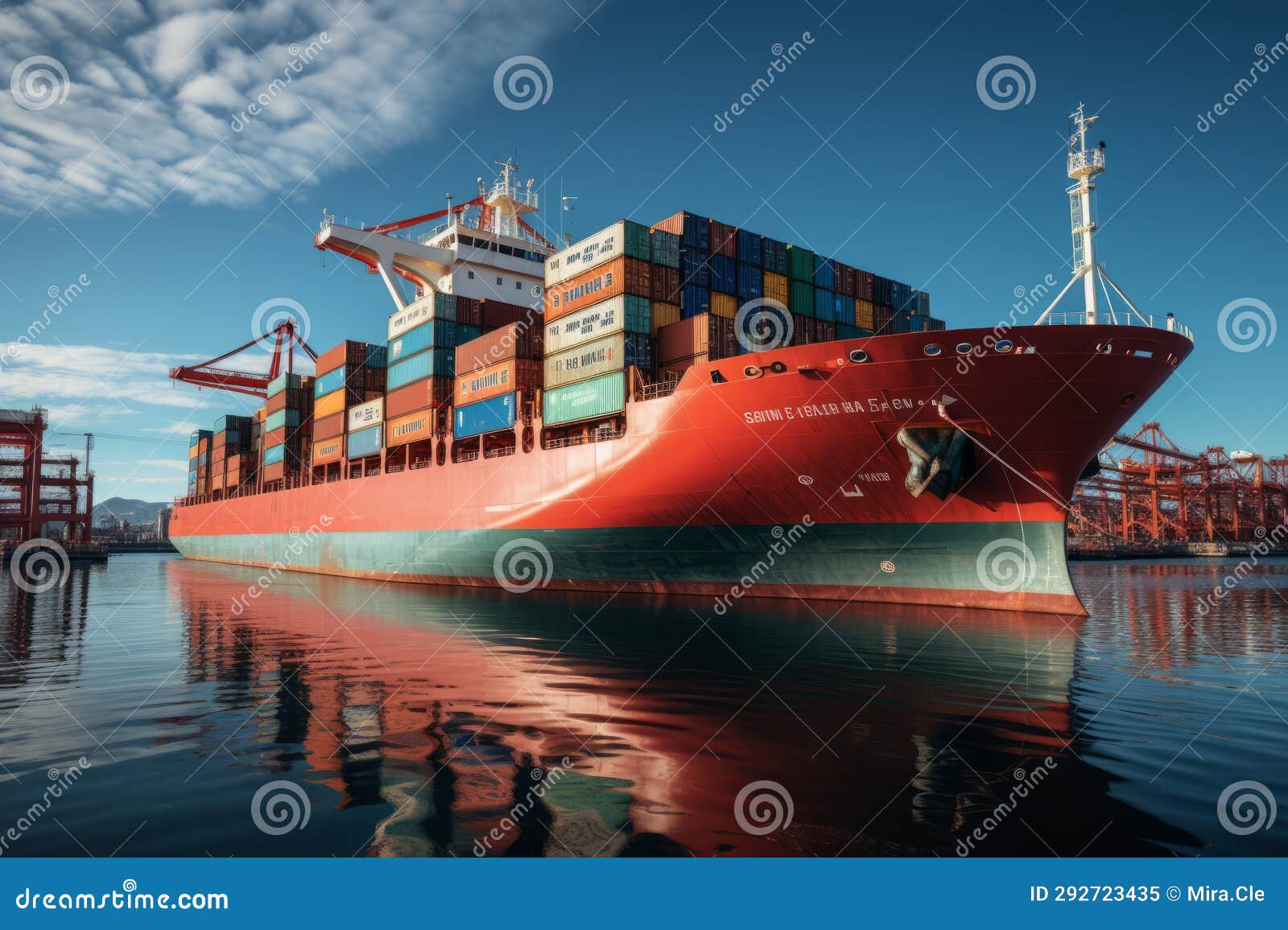 Big Container Ship in the Sea, Created with Generative AI Stock ...