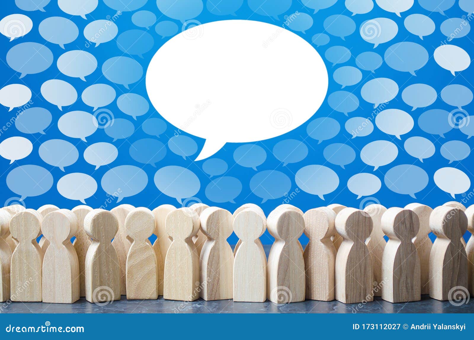 Big Conversation Talk Cloud Stands Out from Rest Above People. Active ...