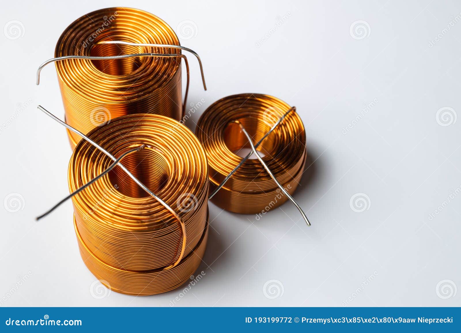 Big Copper Coils on White Background Stock Photo - Image of energy ...