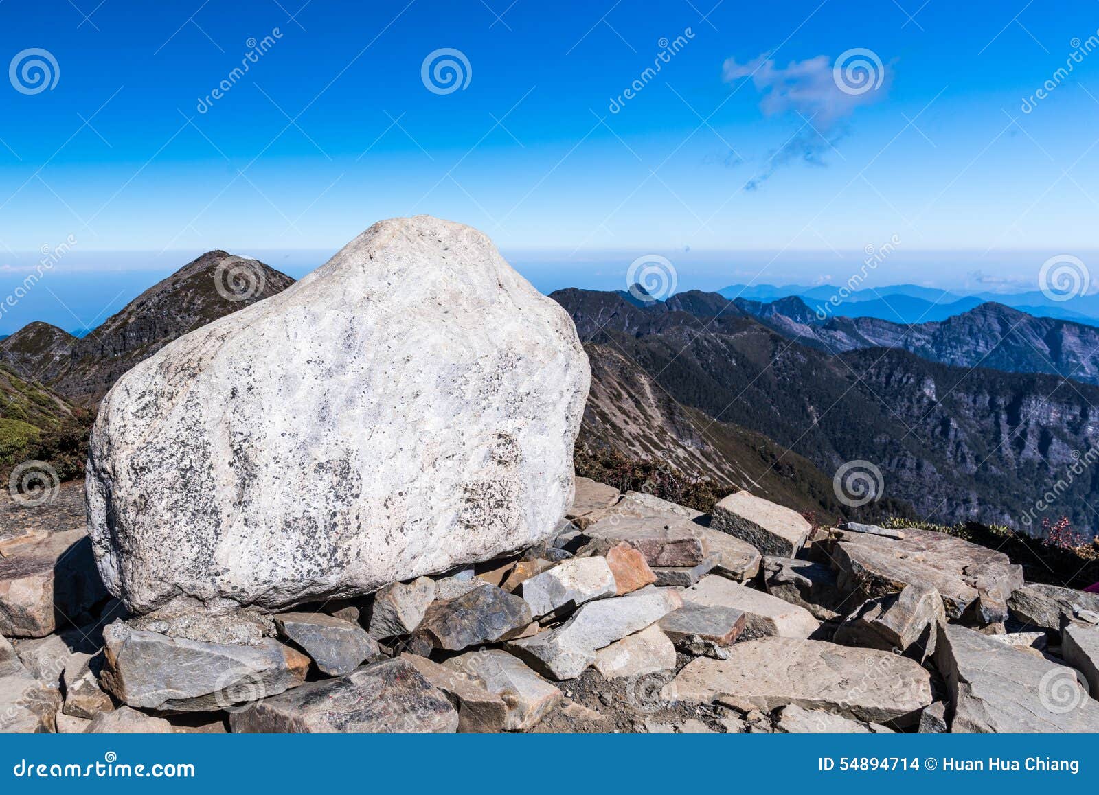Big Corner Stone Sitting at Mountain Tip Stock Photo - Image of frame ...