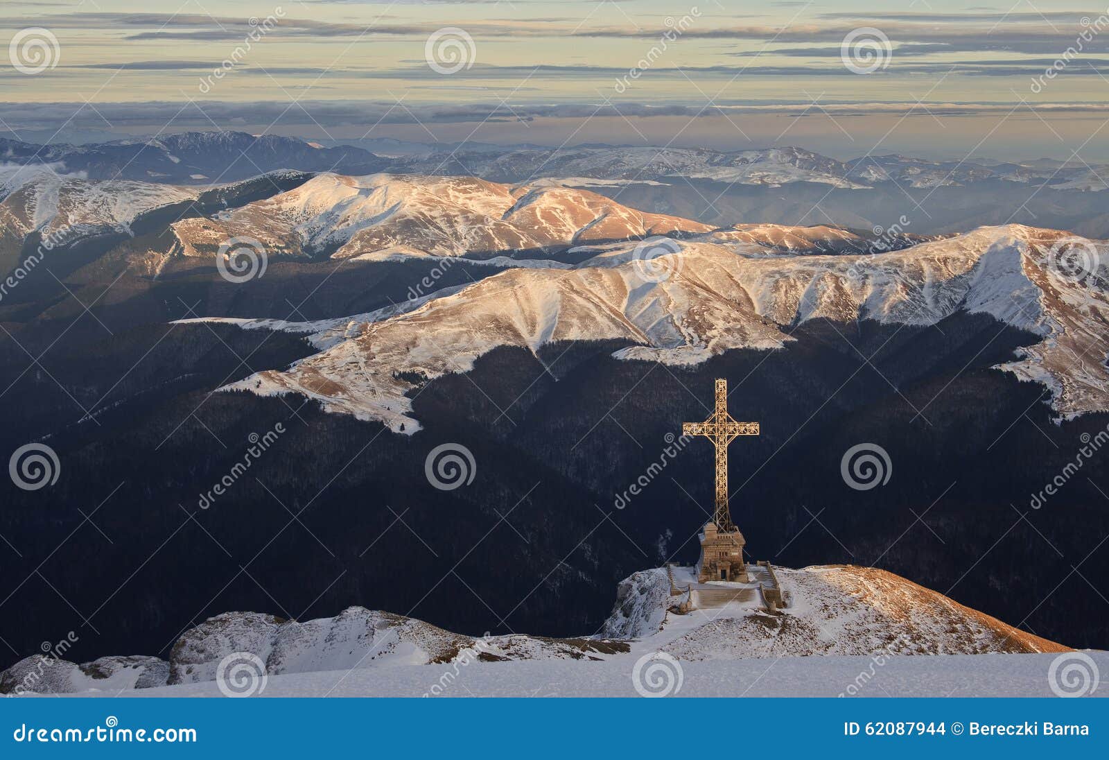 Big Cross Over the Valley in Winter Stock Photo - Image of adventure ...