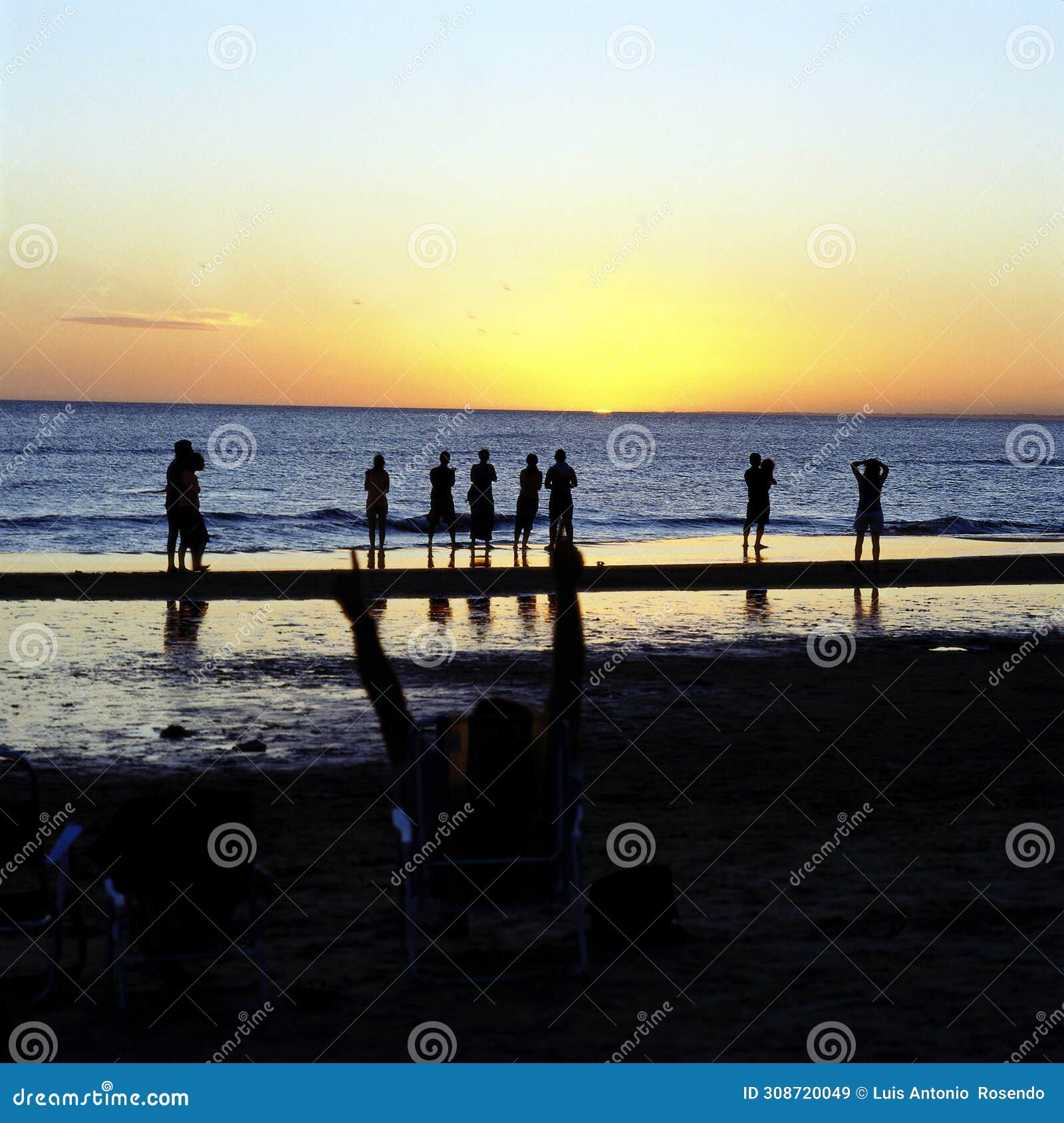 Big Crowd of People Having Fun at Sunset Beach Stock Image - Image of ...