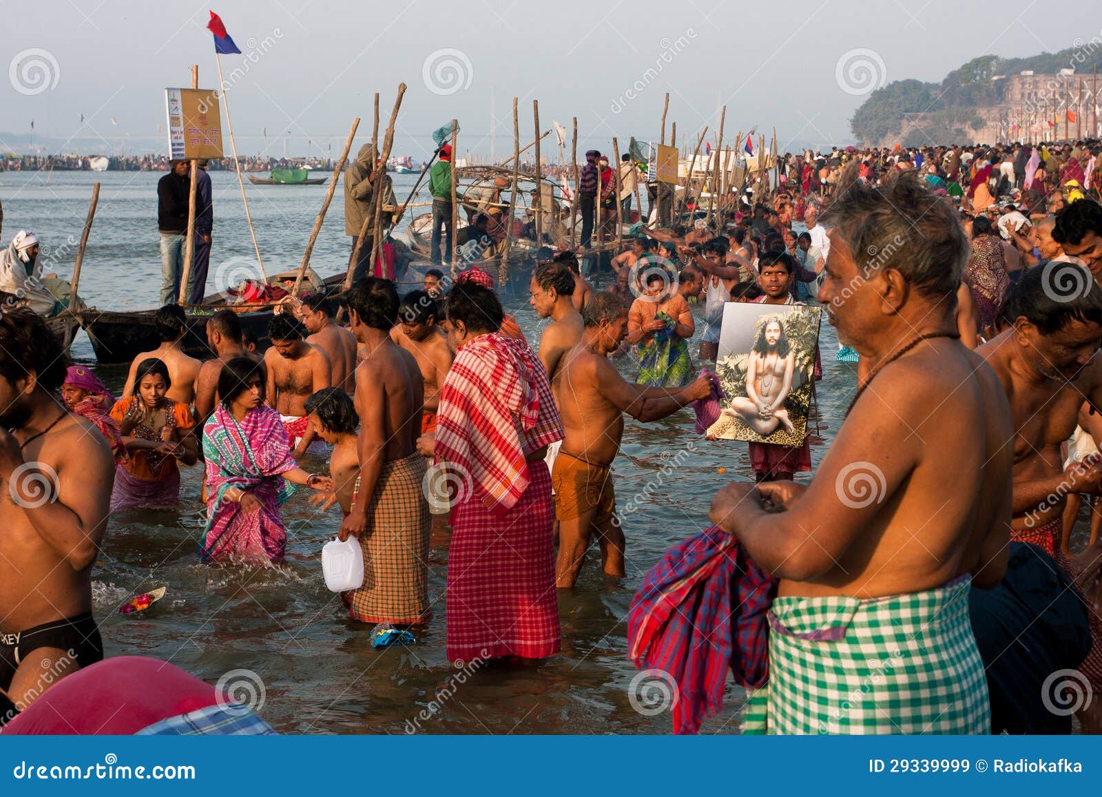 Big Crowd of People in the River Ganges Editorial Stock Image - Image ...