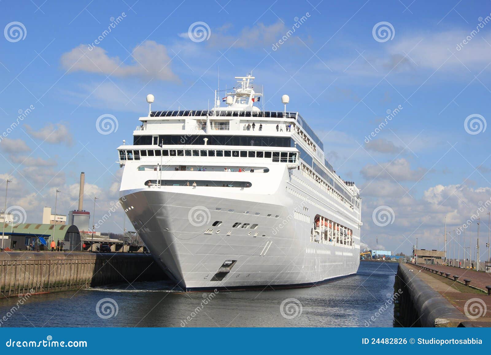 Big Cruiseship in a lock stock photo. Image of nautic - 24482826