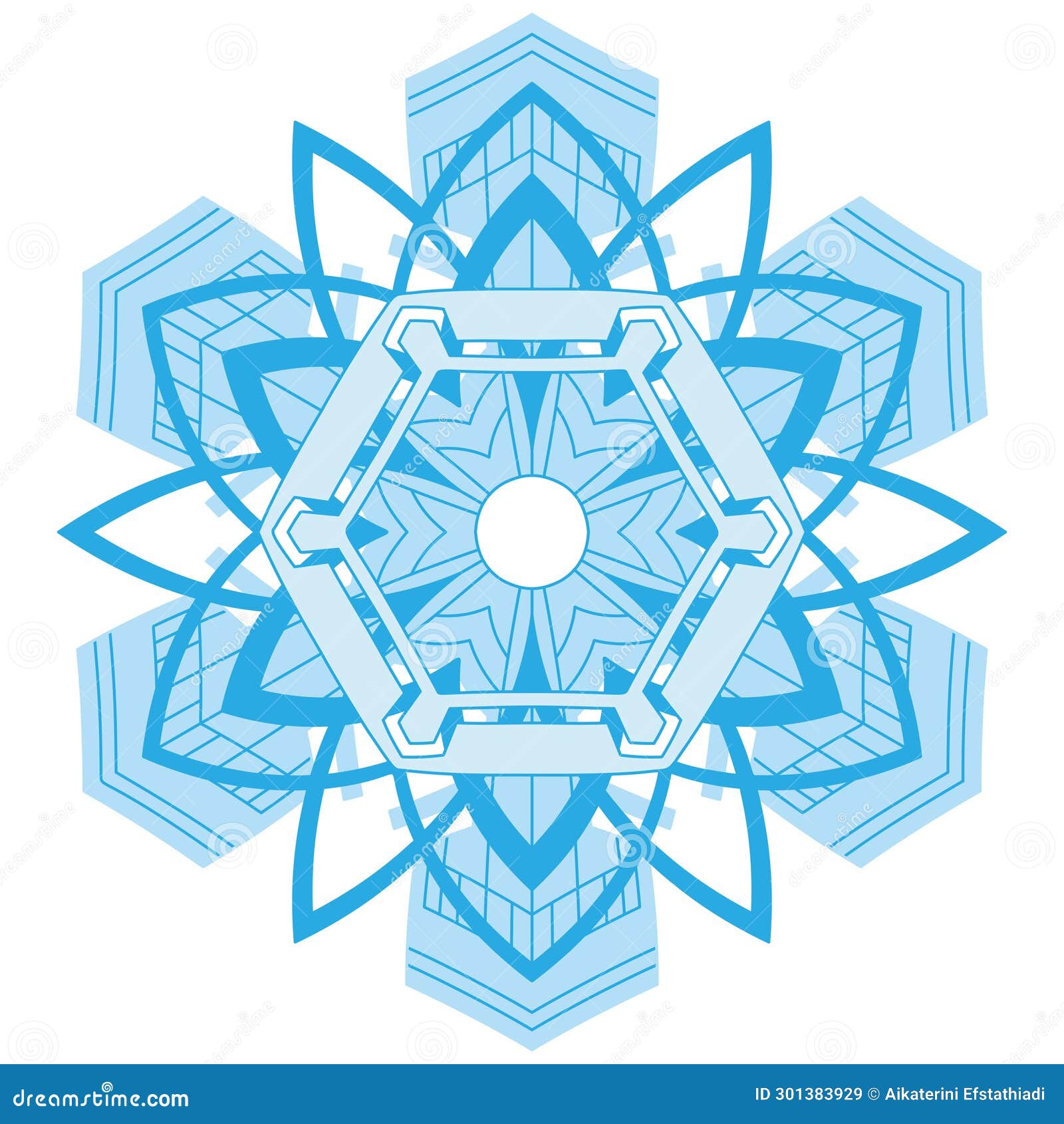 Big Crystal Snowflake in Blue Colors on Transparent Background. Stock ...