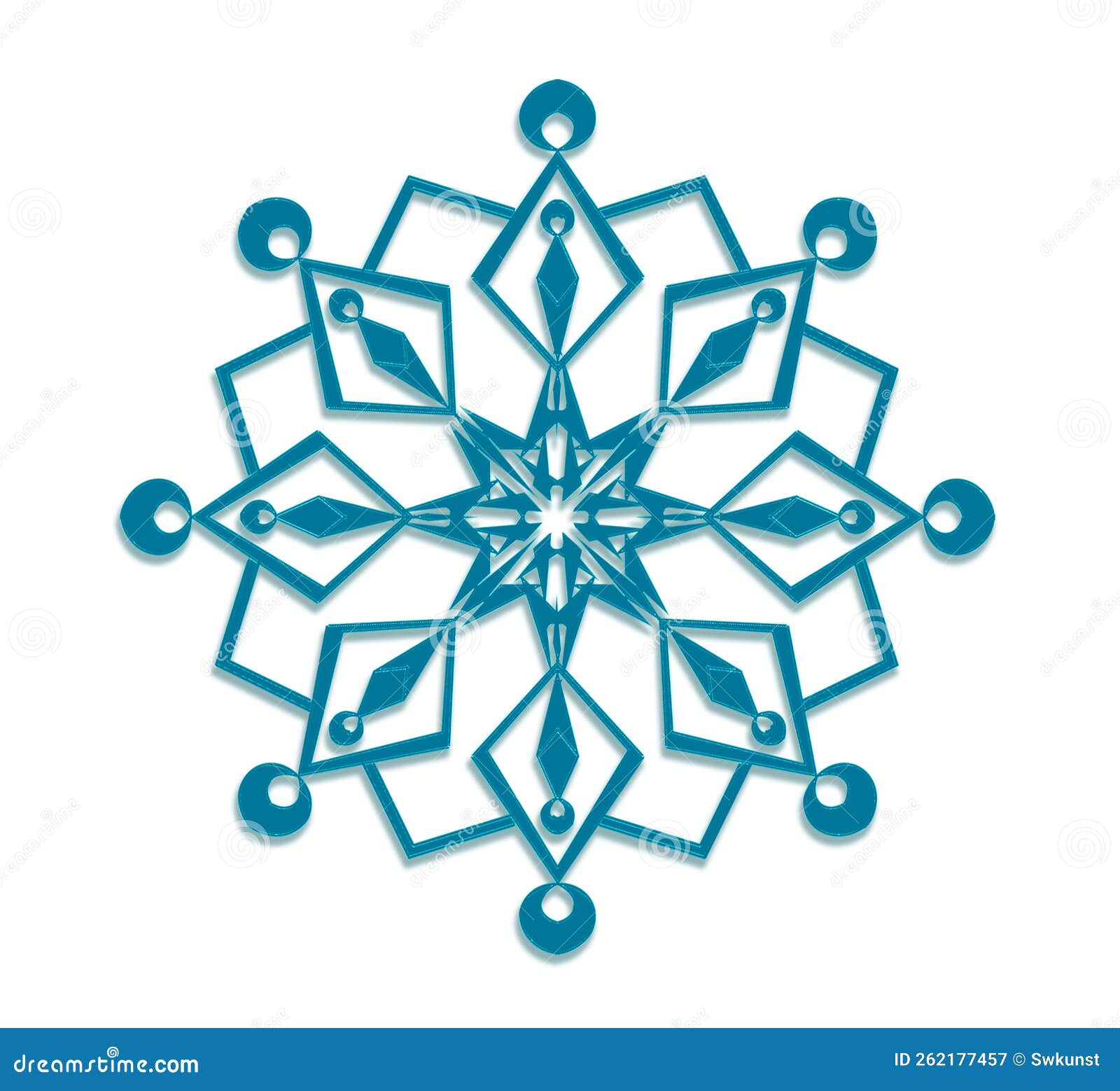 Big Crystal Snowflake in Blue Colors on White Background Stock ...
