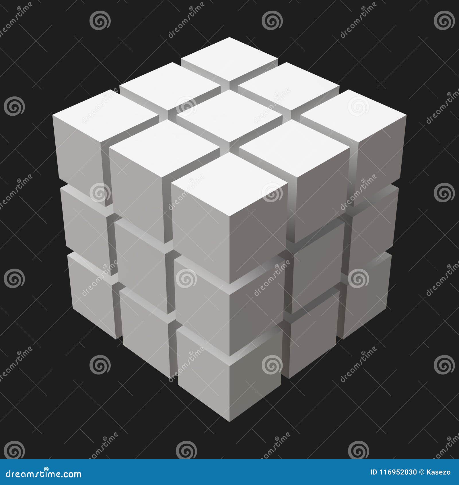 Big cube with cubic cuts stock vector. Illustration of conceptual ...