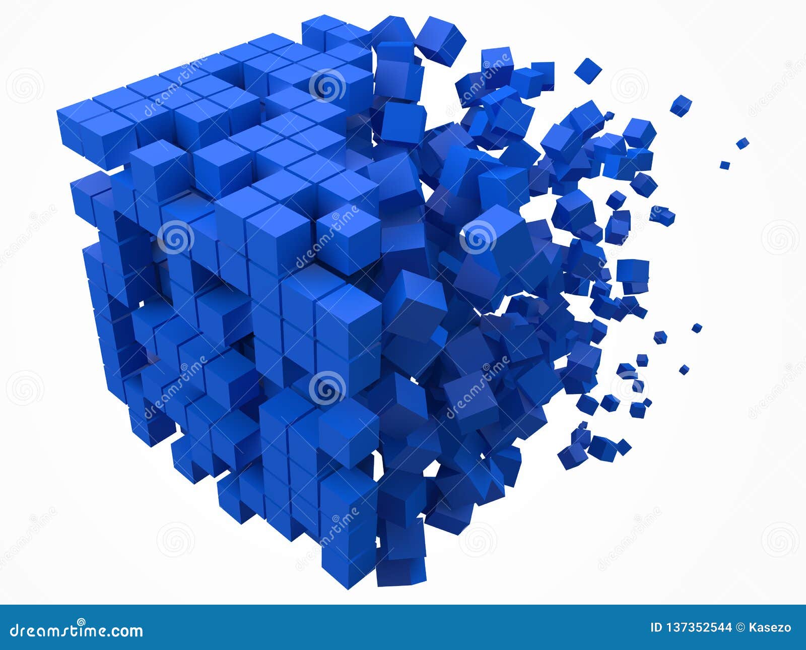 Big Cubic Data Block. Made with Smaller Blue Cubes. 3d Pixel Style ...