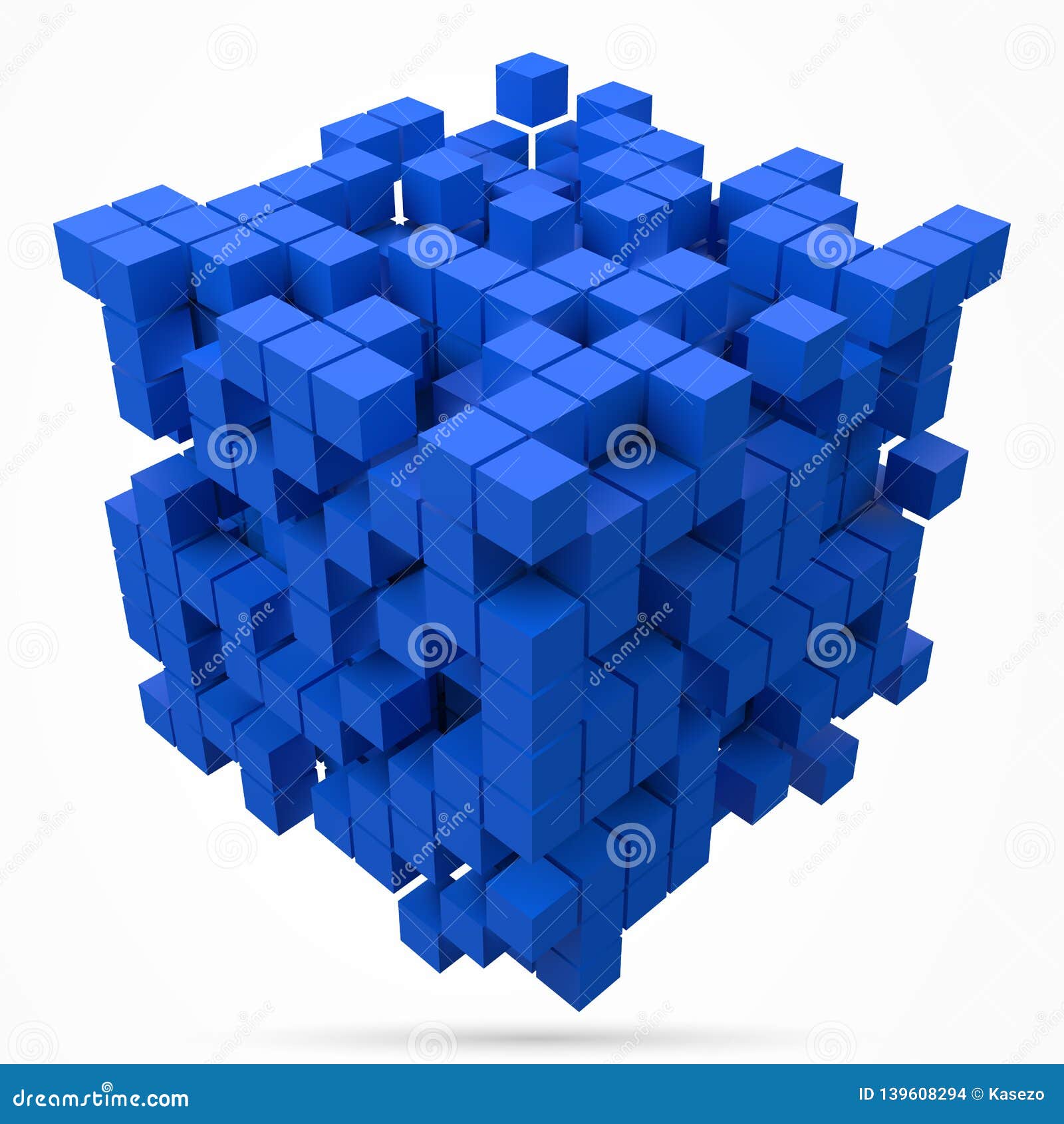Big Cubic Data Block. Made with Smaller Blue Cubes. 3d Pixel Style ...