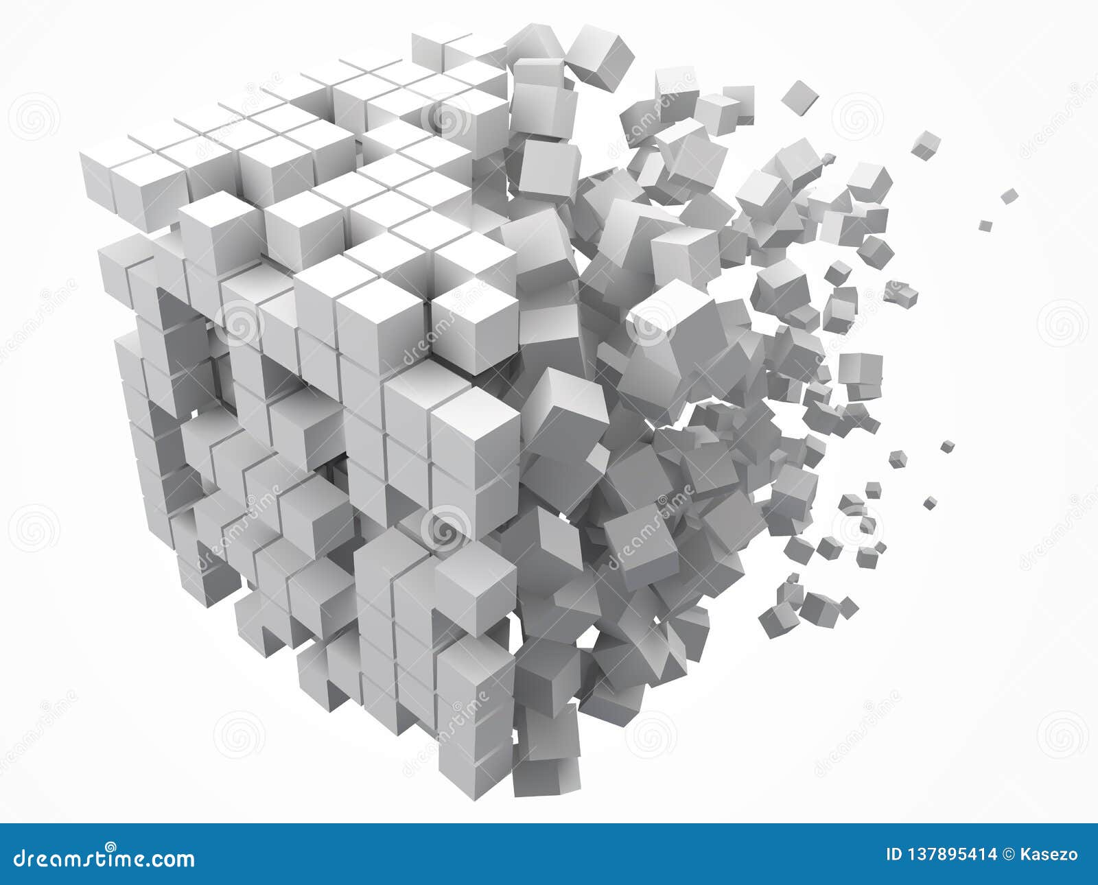 Big Cubic Data Block. Made with Smaller White Cubes. 3d Pixel Style ...