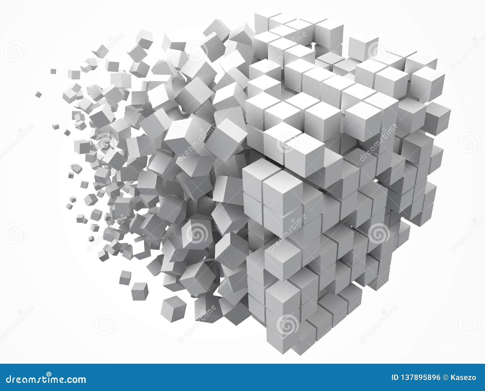 Big Cubic Data Block. Made with Smaller White Cubes. 3d Pixel Style ...