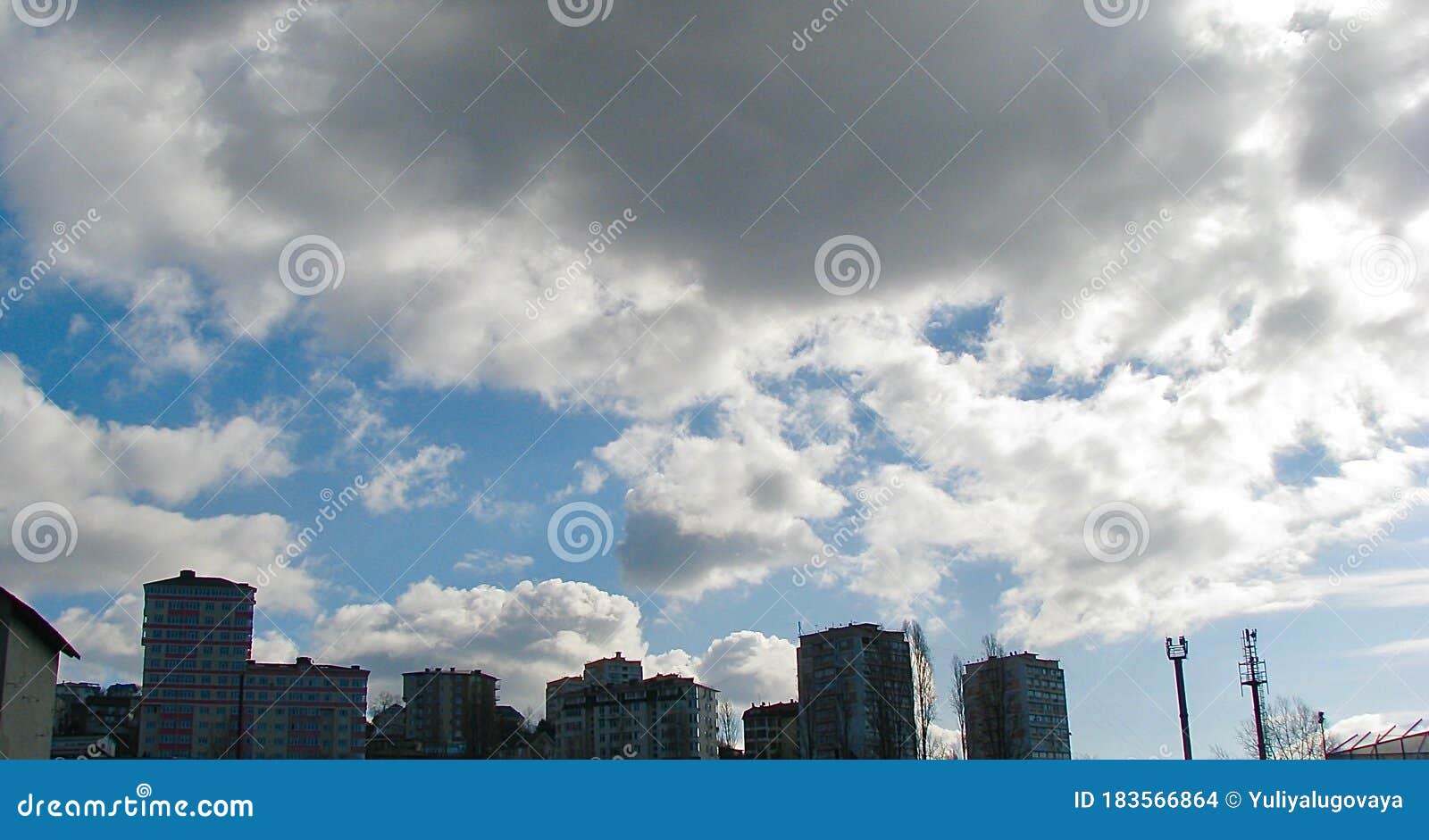 Big Cumulus Clouds Over Cityscape Stock Photo - Image of freedom ...