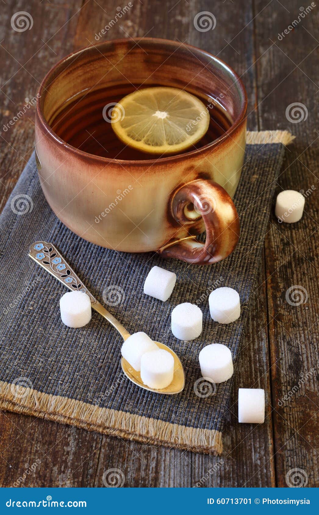 Big Cup of Tea with Lemon and Sugar Stock Image - Image of slice, lemon ...