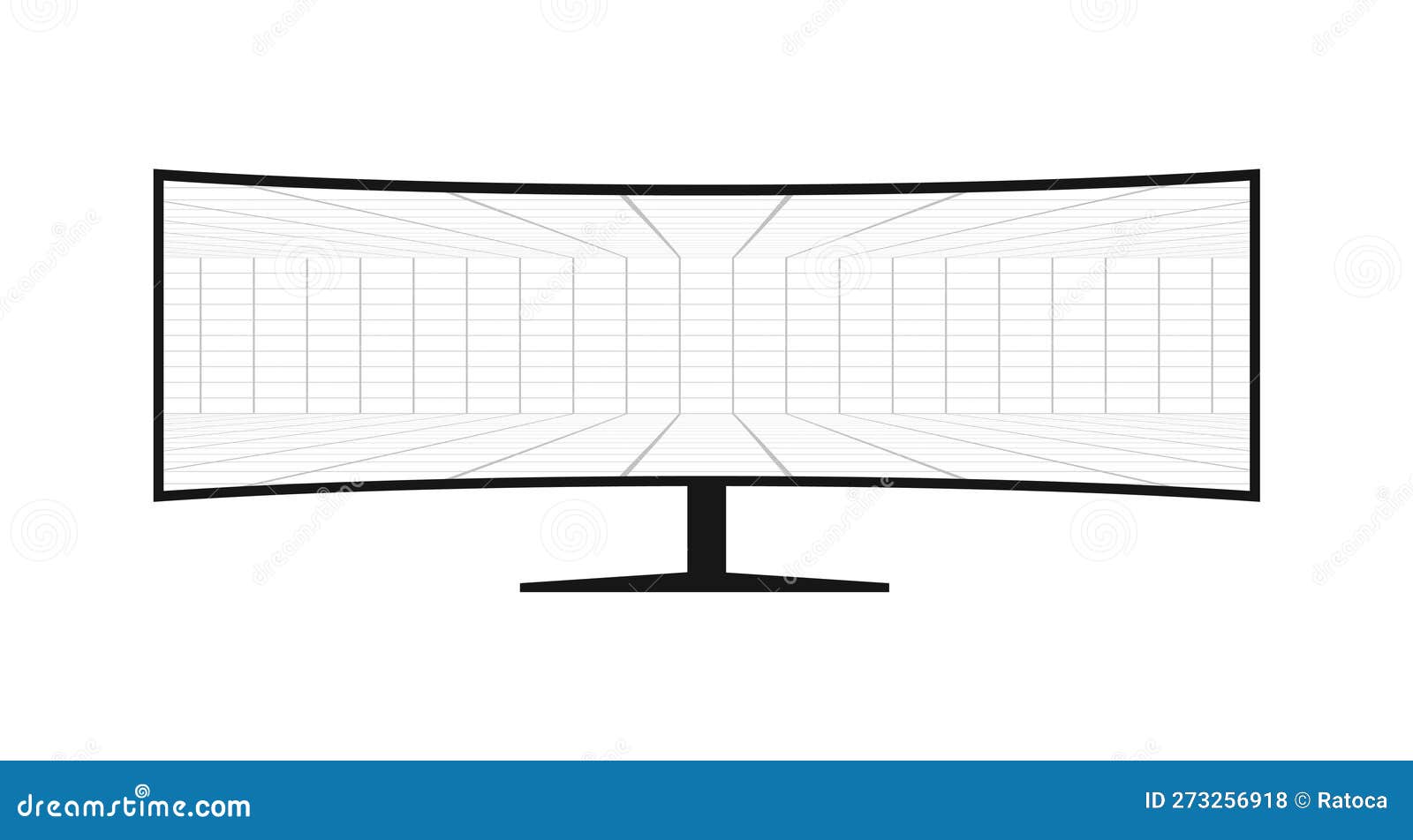 Big curve monitor design stock vector. Illustration of computer - 273256918
