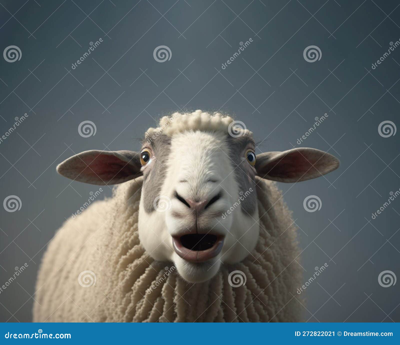 Big Cute Sheep Smiling Face Stock Illustration - Illustration of ...