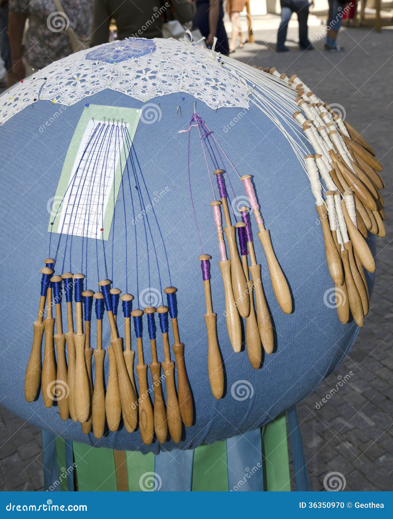 A Big Cylinder for Bobbin Laces Stock Photo - Image of design, material ...