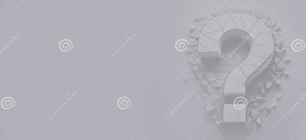 Big 3D Grey Question Mark Icon Shattered into Pieces of it. Question ...