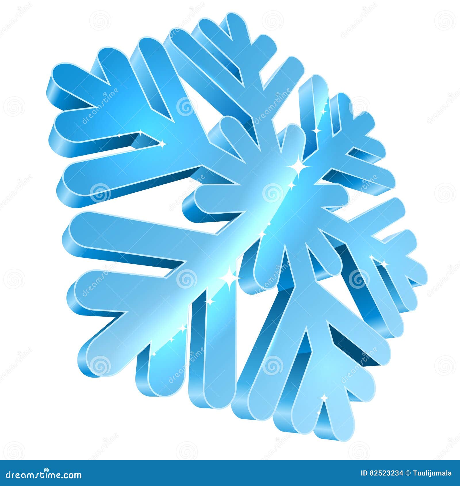 Big 3D Snowflake Isolated on White Stock Vector - Illustration of shape ...