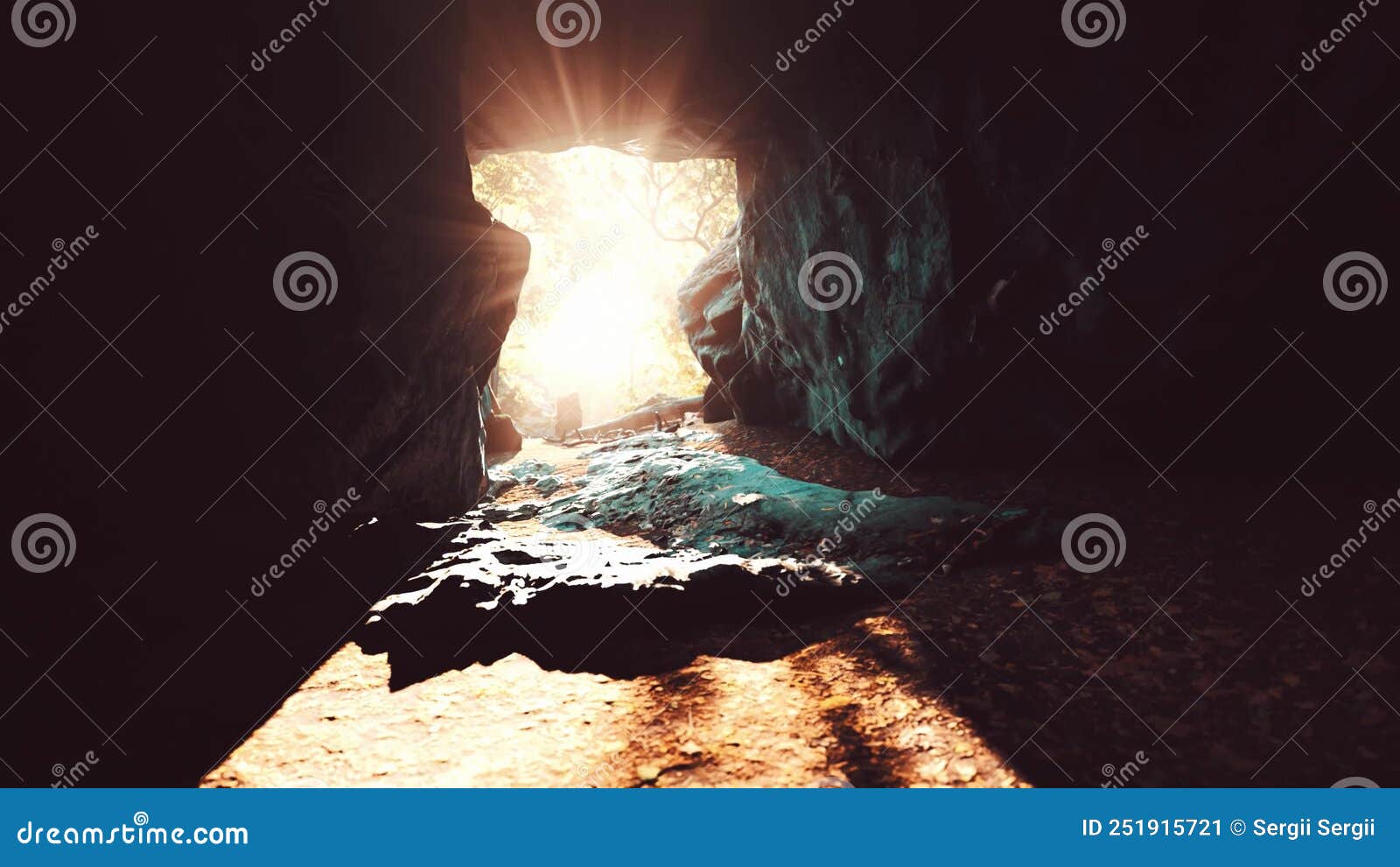 Big Dark Cave and Sunlight from Jungle Forest Stock Video - Video of ...