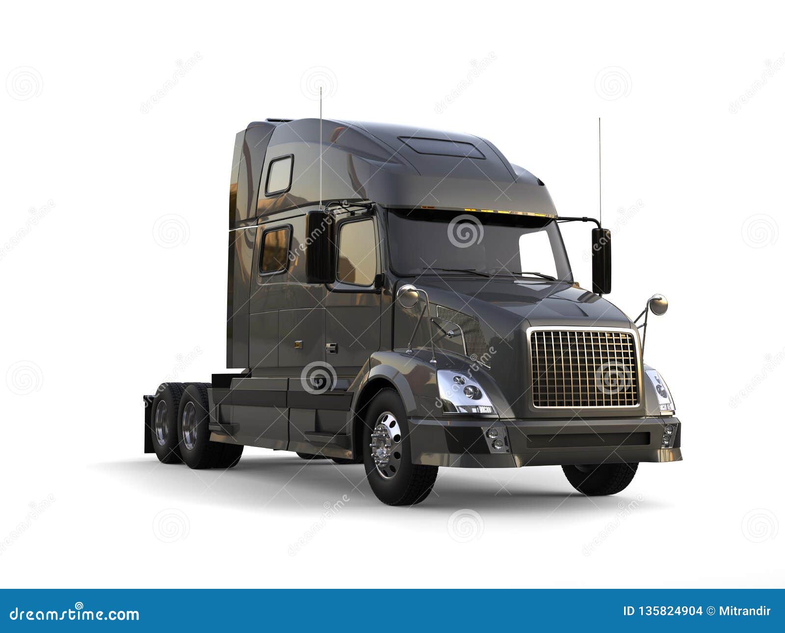 Big Dark Gray Semi Trailer Truck Stock Illustration - Illustration of ...