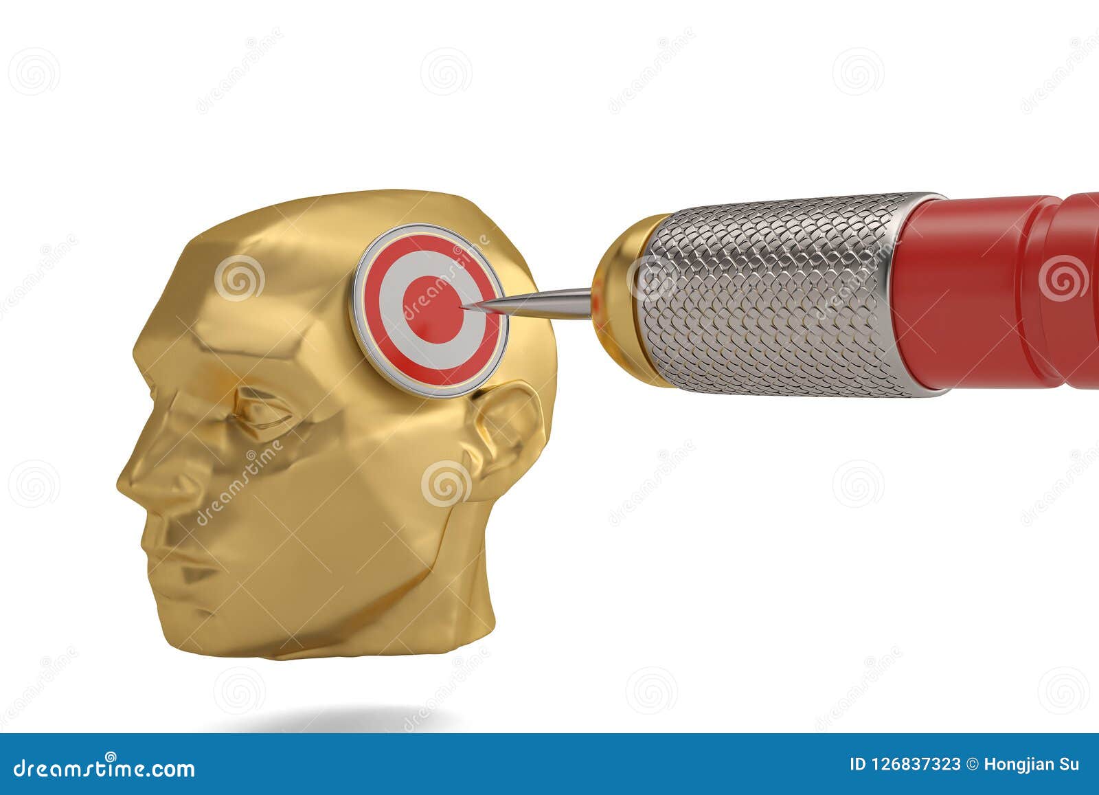 Big Dart and Head with Target on White Background Creative Concept. 3D ...