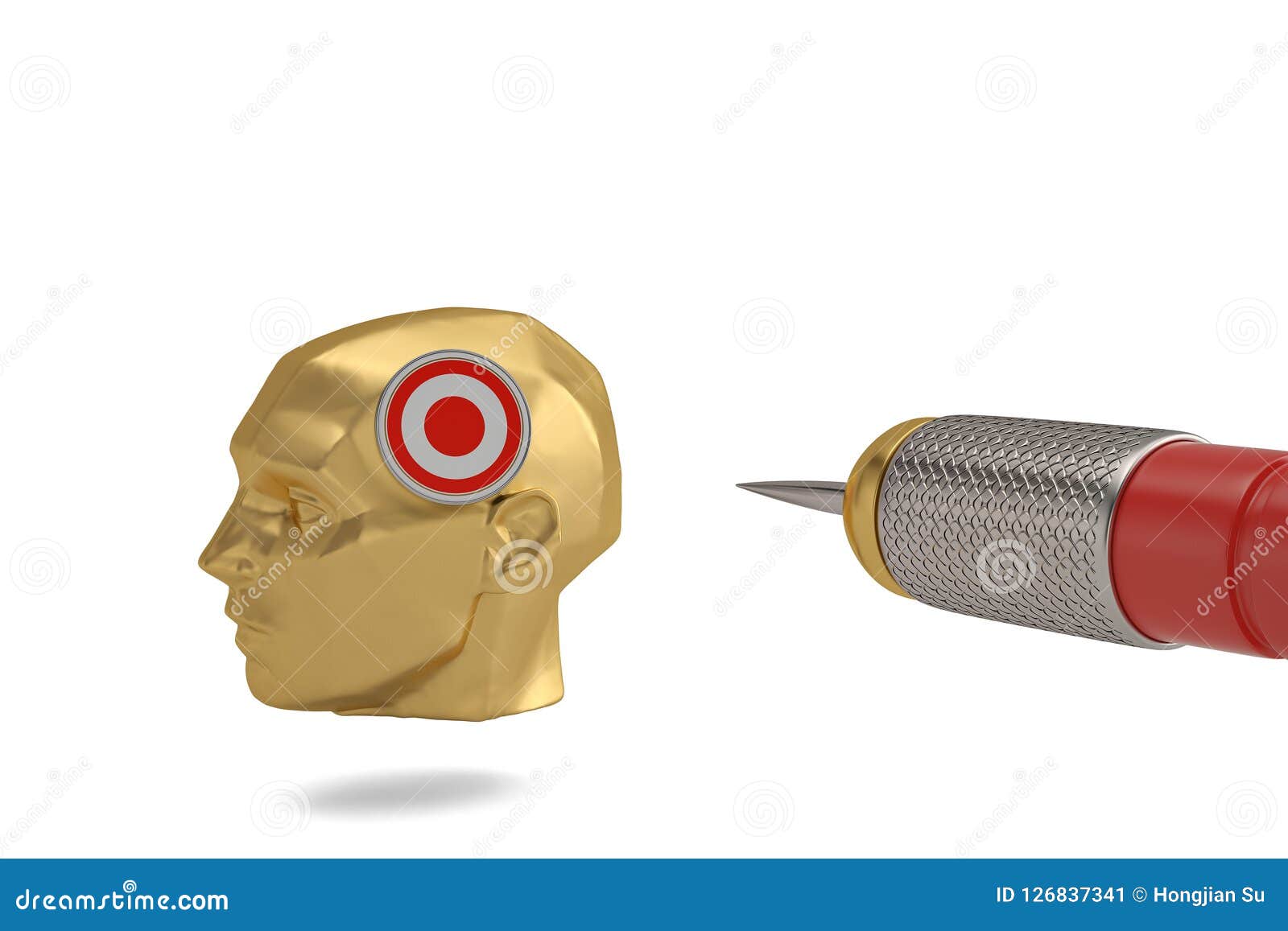 Big Dart and Head with Target on White Background Creative Concept. 3D ...
