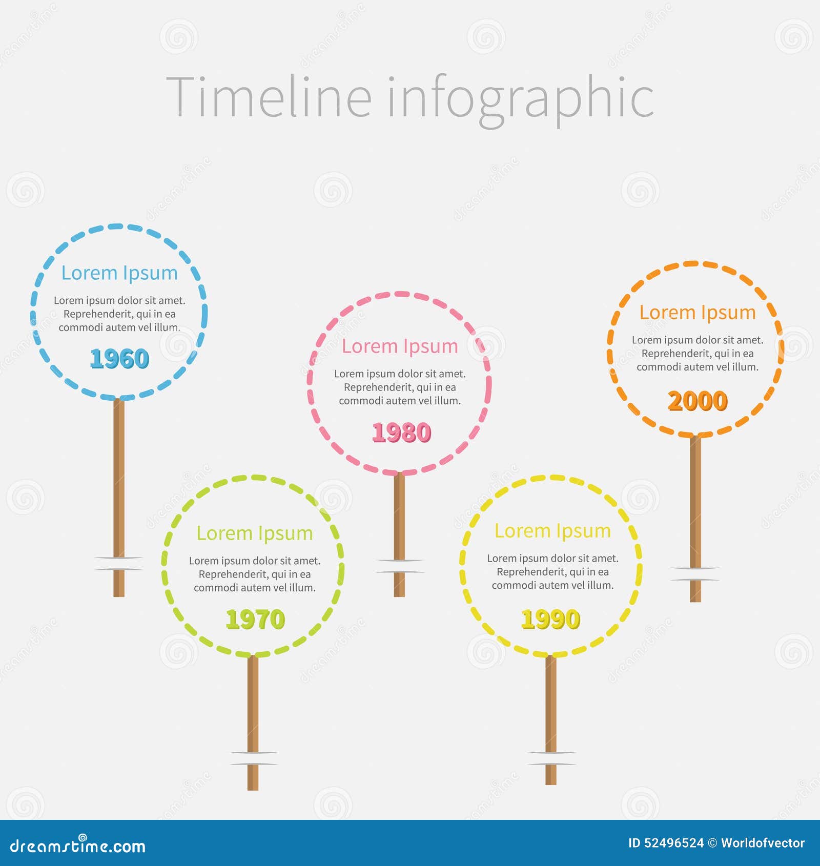 Big Dash Line Round Icons On Stick Timeline Infographic With Text ...